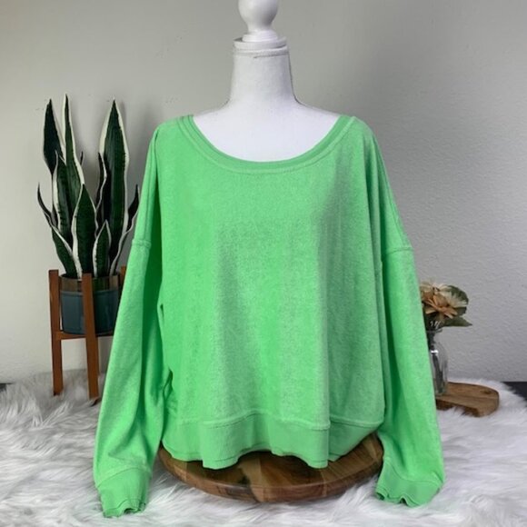 JoyLab | Tops | Nwt Lime Green French Terry Cloth Open Back Sweatshirt ...